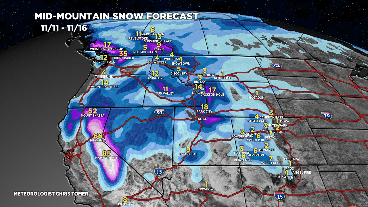 Snow for UT, CO then big pattern shift for the West with big totals ...